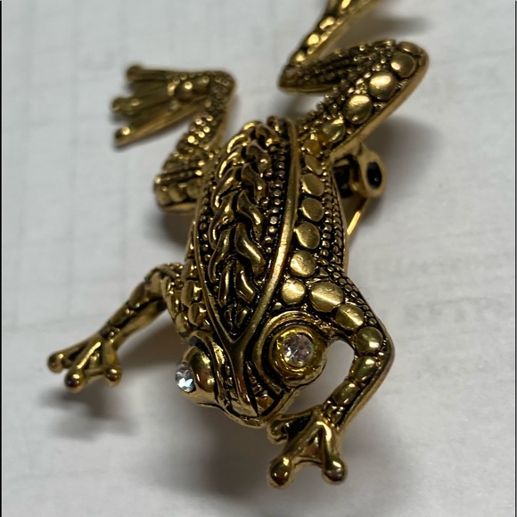 Jewelry | Vintage Frog Gold Tone And Copper Rhinestone Pin | Poshmark